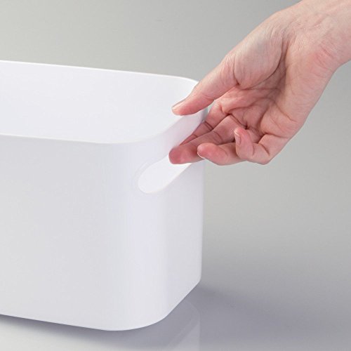 iDesign Una BPA-Free Plastic Storage Bin With Handles, 10" x 6" x 6", White
