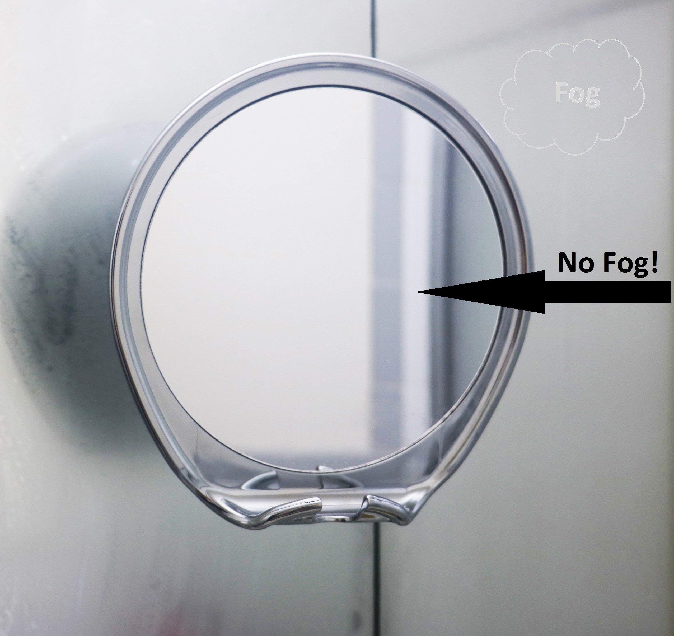 JiBen Fogless Shower Mirror with Power Locking Suction Cup, Built-in Razor Hook and 360 Degree Rotating Adjustable Arm, Personal Fog Free Bathroom Shaving Mirror (Chrome)