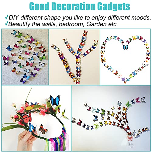 Heansun 80 PCS 3D Butterfly Wall Decor, 4 Styles Butterfly Wall Decals Removable Mural Stickers Butterfly Decorations for Home Room Bedroom Nursery Decor