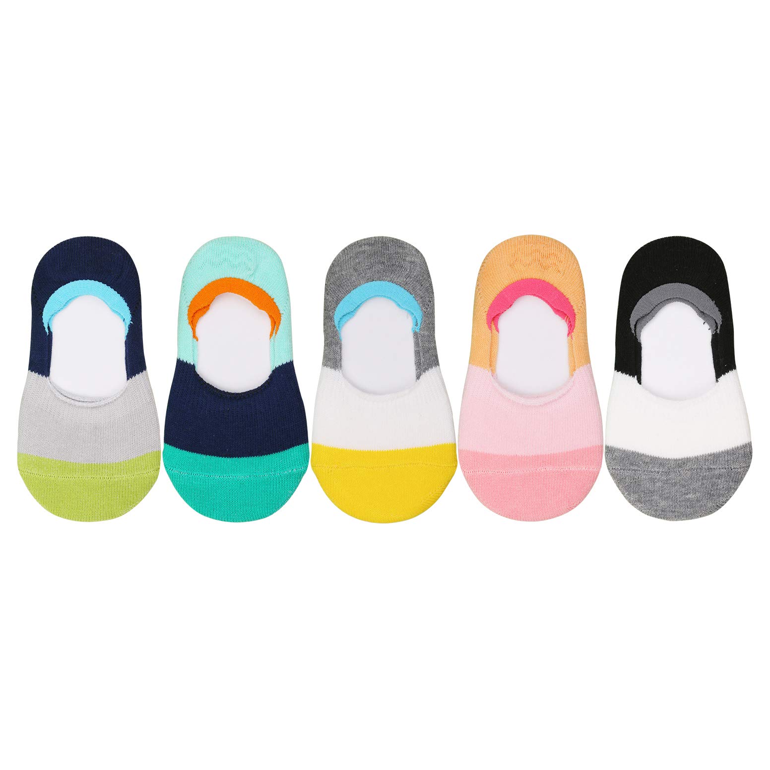 VWU Toddler Socks No Show Kids Baby Thin Cotton Socks Anti Slip Color Assorted 1-5T (5 Color, 1-3 Years Old)