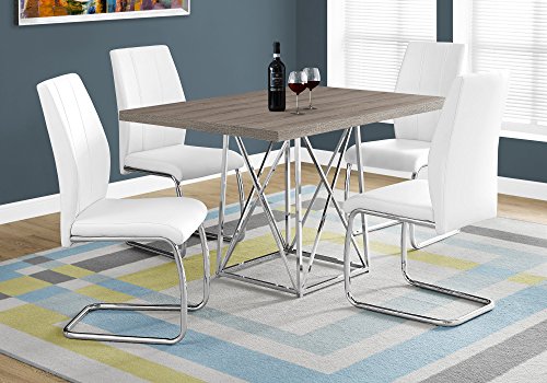 Monarch Specialties 2 Piece DINING CHAIR-2PCS/ 39" H/WHITE LEATHER-LOOK/CHROME, 17.25" L x 20.25" D x 38.75" H