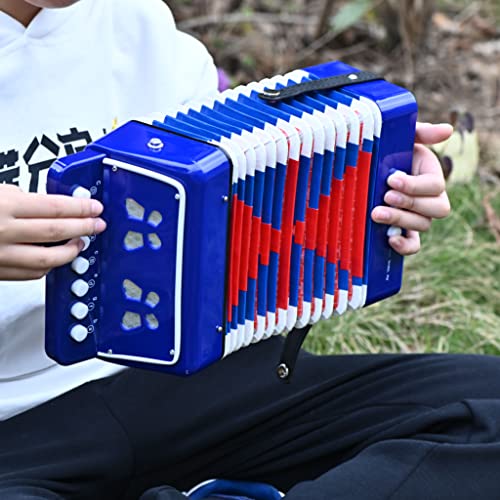 Kids Accordion 10 keys Button Accordian,Musical Toy Instrument,Mini Accordion for Children Beginners (Blue)