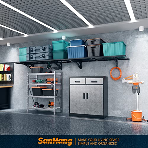 Sanhang 2Pack 1.64x4ft Garage Storage Rack, for Garage, Storage Room Wall Mounted Shelf (Black)