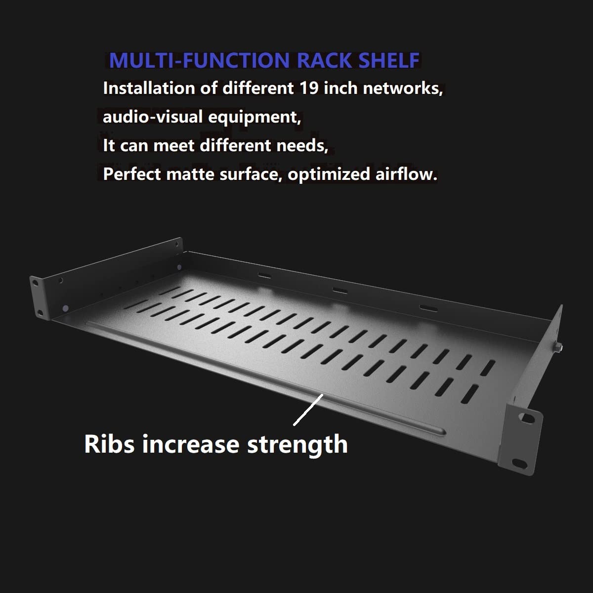JINGCHENGMEI 1U Disassembled Vented Rack Shelf Universal Rack Tray No Lip for 19 Inches Network Cabinet or Server Rack (8 Inches Deep)