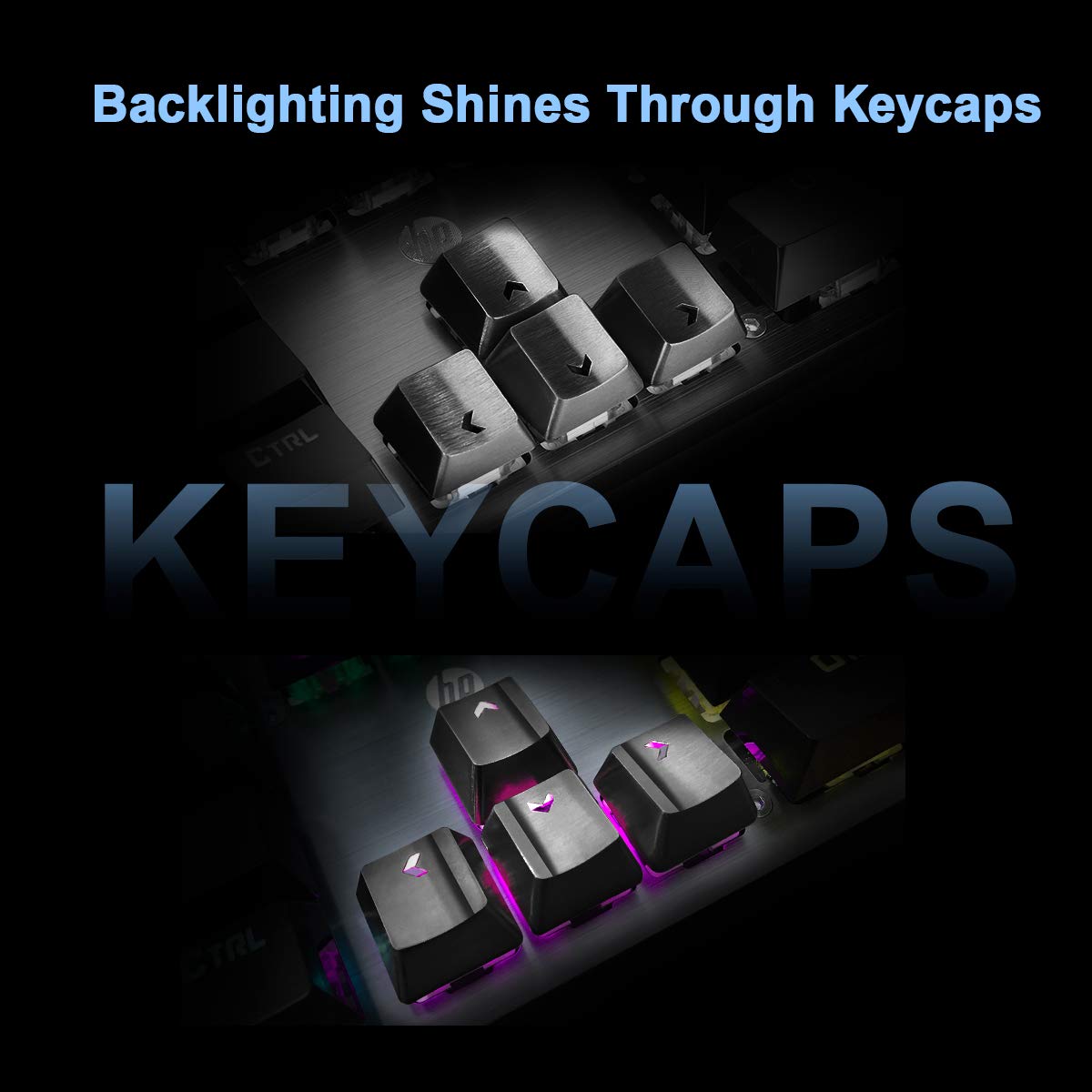 Fitlink FPS & MOBA Gaming Keycaps, Durable Stainless Steel Metal Keycap with Key Puller for Mechanical Keyboard Cherry Mx Switch (WASD+Direction Keys,Blue)