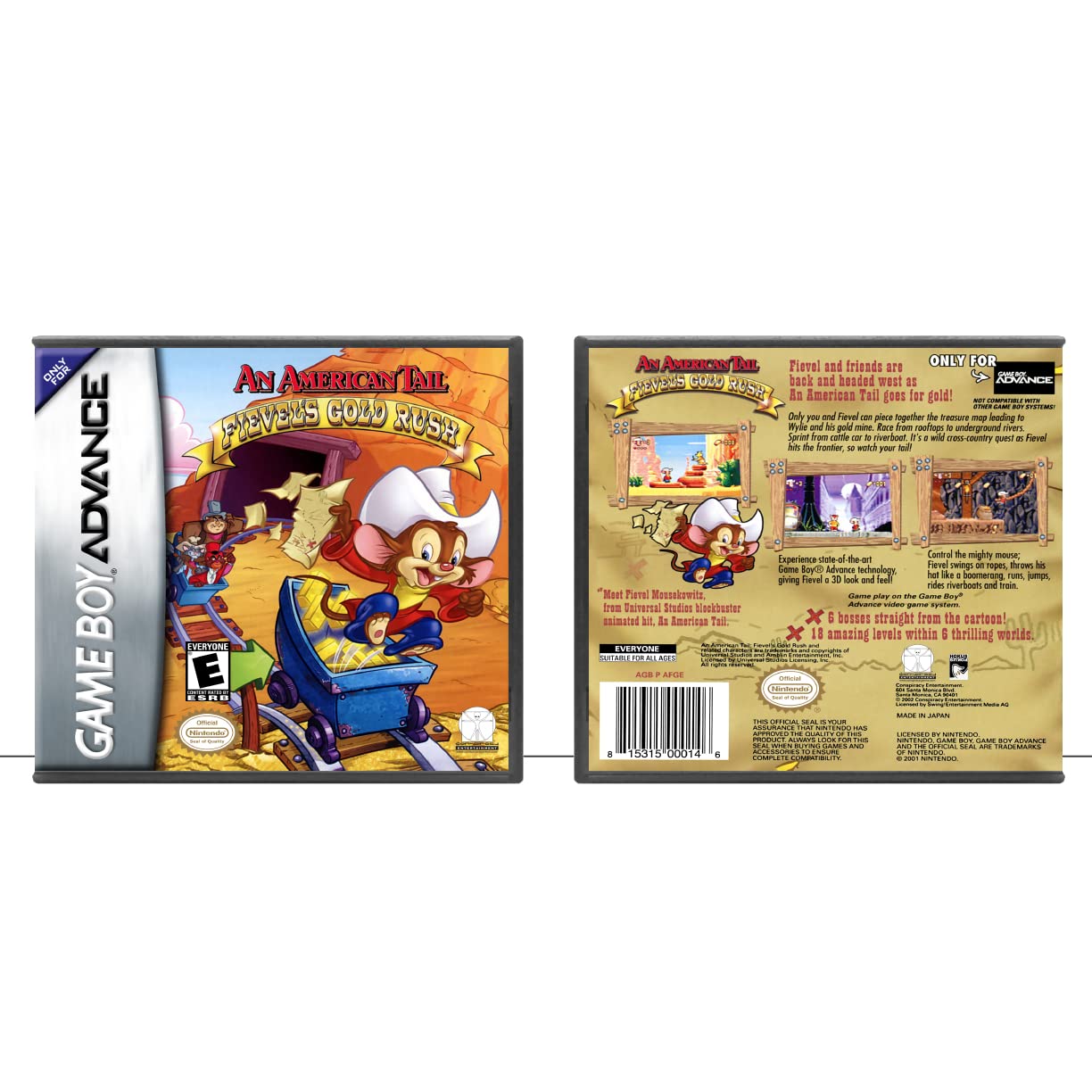 An American Tail: Fievel's Gold Rush | (GBA) Game Boy Advance - Game Case Only - No Game