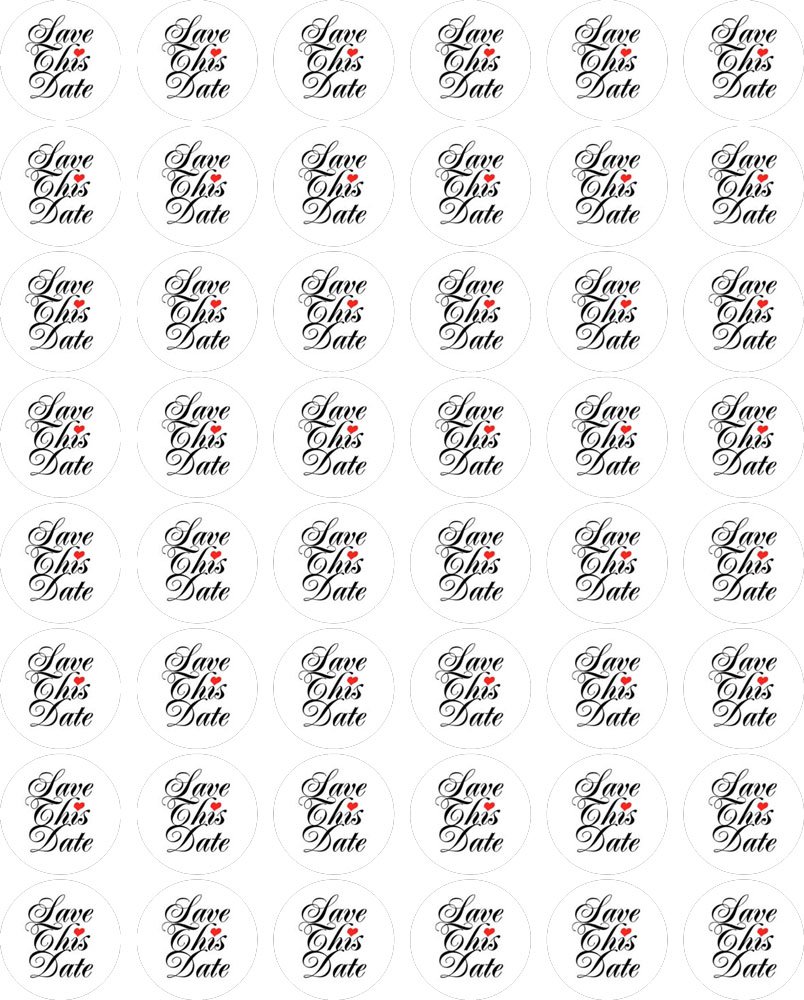 Save The Date Envelope Seals - 1.2" Circle Stickers - 144 Wedding Stickers (Heart)