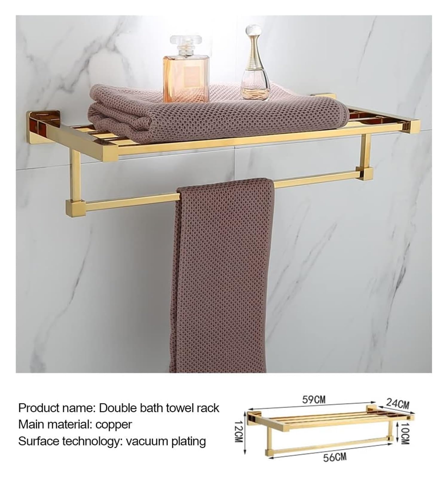 Towel Racks Towel Rail for Bathroom,Brass Hand Towel Holder Bar Wall Mounted Hand Towel Bar Bathroom Towel Holder Kitchen Dish Cloths Hanger/Glass Dressing Table/a (Color : Bath Towel Holder, Size :