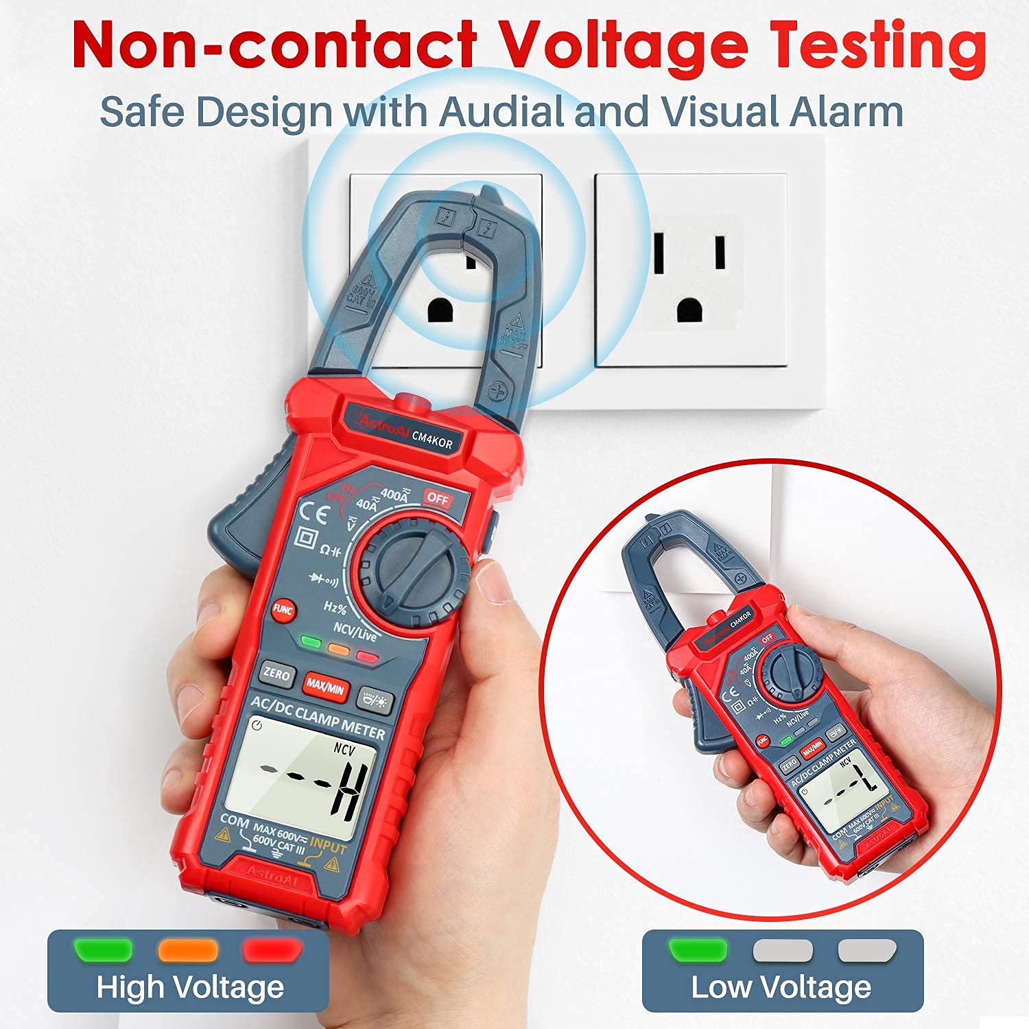 AstroAI 4000 Counts Digital Clamp Meter+Multimeter Test Leads Kit,