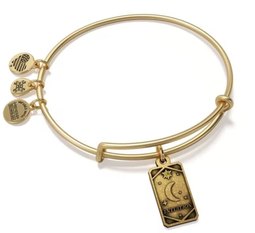 Alex and Ani Path of Symbols Expandable Bangle for Women, Intuition Moon Oracle Charm, Rafaelian Gold Finish, 2 to 3.5 in