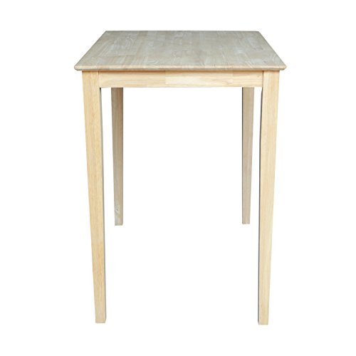 International Concepts Solid Wood Top Table with Shaker Legs, Bar Height