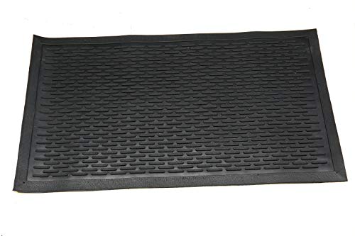 Indoor/Outdoor Hose-Wash Ribbed Design Non-Slip Rubber 2x3 Modern Entryway Mat for Entryway, Patio, Backyard, Garage, 24" x 36", Black Ribbed