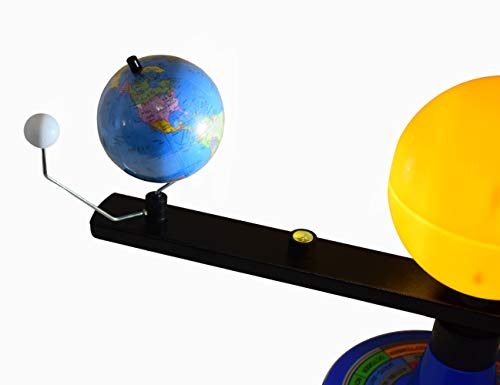 Illuminated Sun, Earth & Moon Orbital Model, 12.25" H x 16.25" W - 12V Light Bulb Demonstrates Sunlight on Earth & Moon - Solar Eclipse Demonstration - Includes Experiment Guide - Eisco Labs