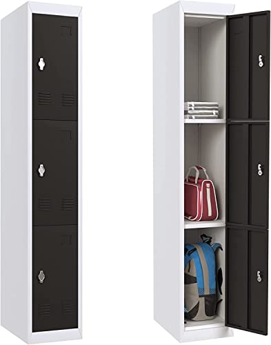 SUPEER Metal Lockers with 3 Doors,72" H Tall Steel Storage Lockers for Employees,Locker Storage Cabinets for School, Gym, Home, Office
