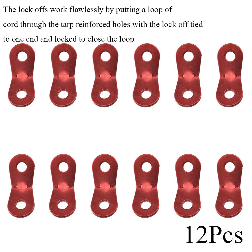 Acoeitl Aluminum Alloy Guyline Cord Adjuster Strong Tent Tensioners Rope Wind Buckle Quick Set up Easy Adjust Tighten Solid Grip for Camping Hiking Boat Cover Canopy Shade Tarp Paracord 12Pcs Red