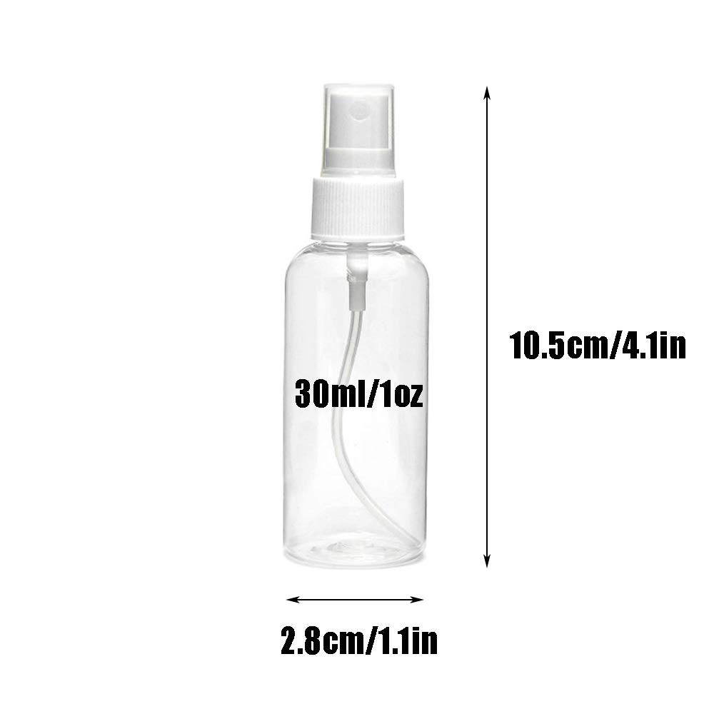 Anyumocz 30 Pack 30ml(1oz) Fine Mist Mini Clear Spray Bottles with Pump Spray Cap Refillable-Reusable Empty Plastic Bottles Travel Bottle for Essential Oils,Travel,Perfumes
