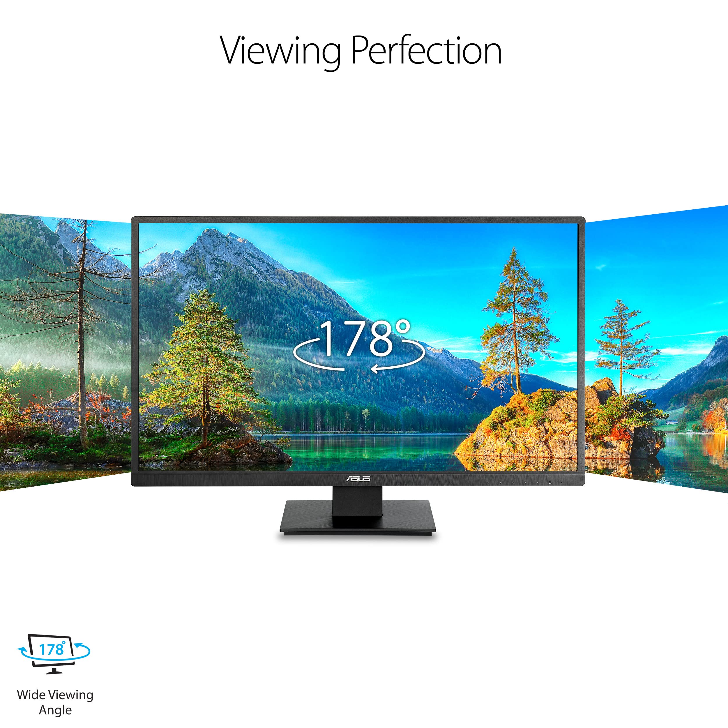 ASUS 27" 1080P Monitor - Full HD, Eye Care, Low Blue Light, Flicker-Free, VESA Mountable, Anti-Glare, D-Sub, HDMI Computer PC Monitor - VA279HAE