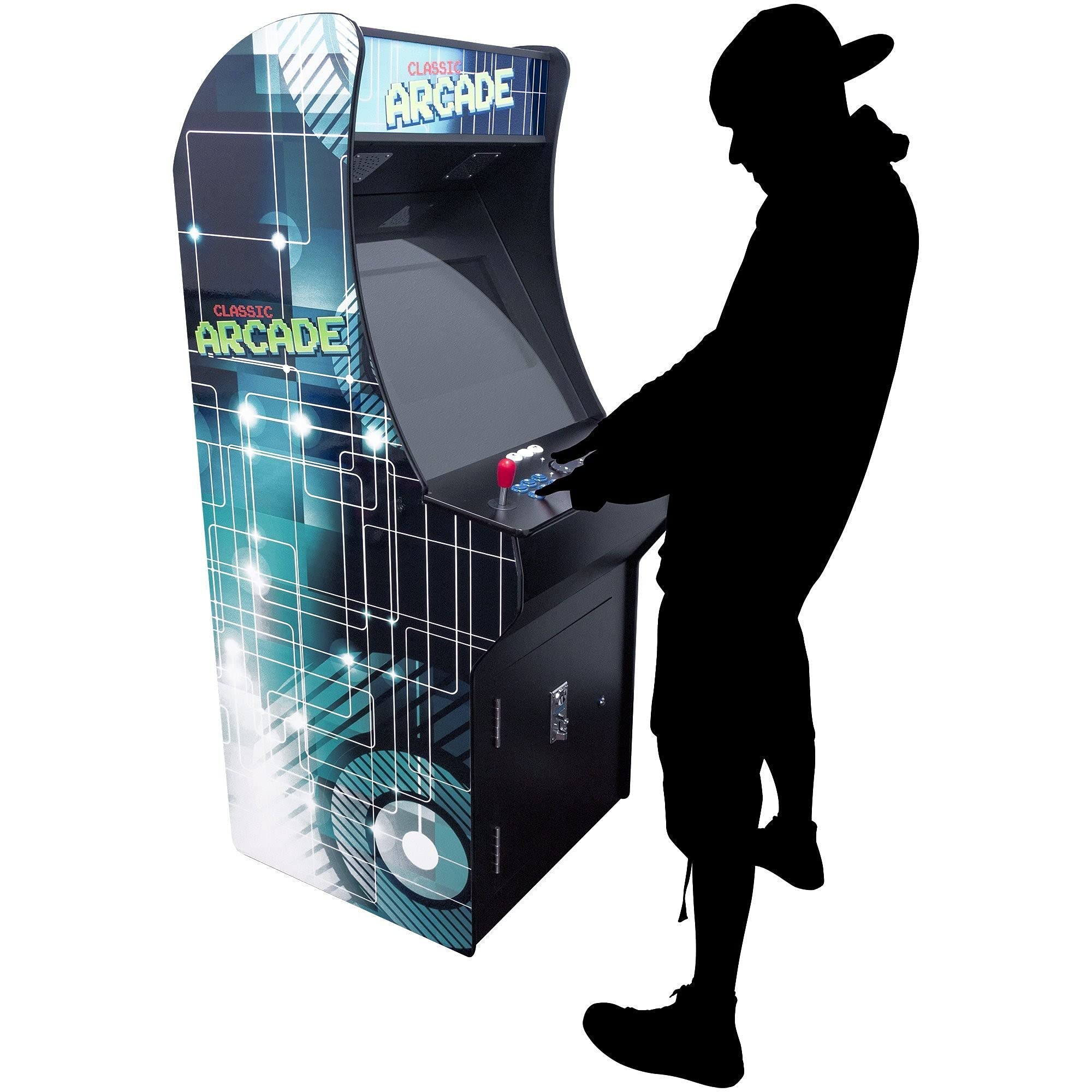 Creative Arcades Full Size Stand-Up Commercial Grade Arcade Machine | 2 Player | 750 Games | 22" LCD Screen | 2 Sanwa Joysticks | 2 Stools Included | 3 Year Warranty