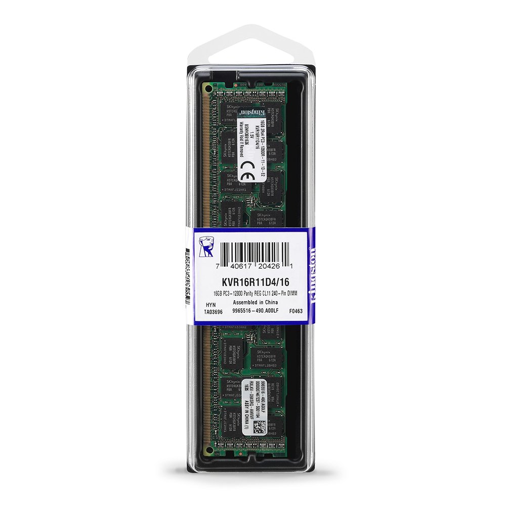 Kingston Technology ValueRAM 16 GB 1600MHz DDR3 (PC3-12800) ECC Reg CL11 DIMM DR x4 Server Memory KVR16R11D4/16
