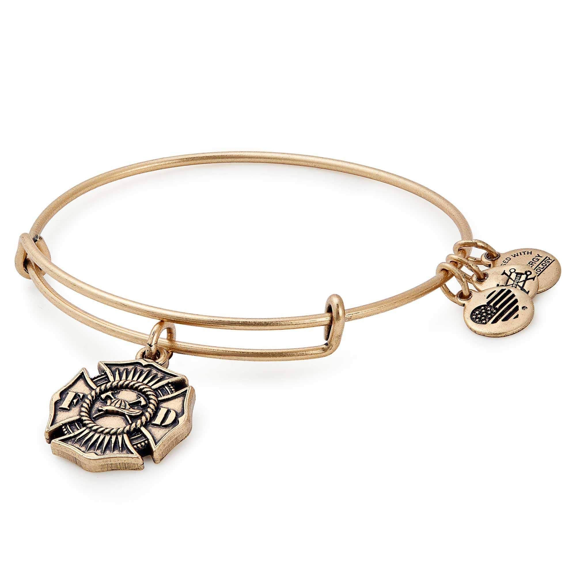 Alex and Ani Occupations Expandable Bangle for Women, Firefighter Charm, Rafaelian Silver Finish, 2 to 3.5 in (A18EBFFRS)