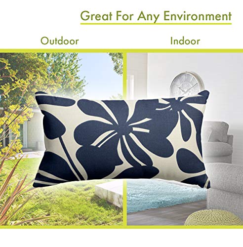 Majestic Home Goods Navy Blue Plantation Indoor / Outdoor Small Throw Pillow 20" L x 5" W x 12" H