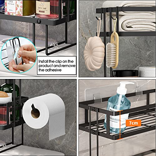 Bathroom Organizer Counter Shelf, Over The Toilet Storage, 3-Tier Bathroom Organizer Shelves, Multifunctional Toilet Rack,No Drilling Space Saver with Wall Mounting Design