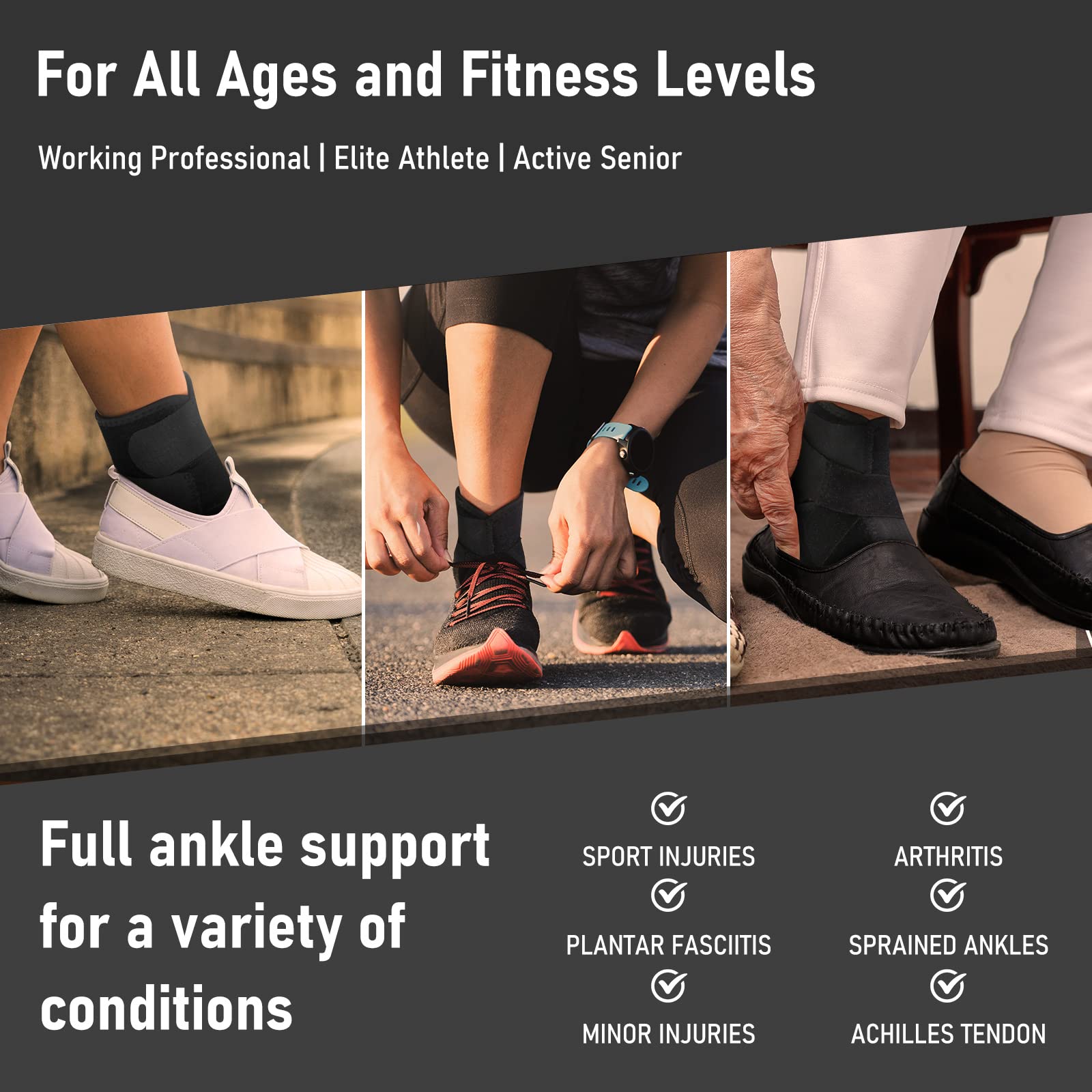 Ankle Support Brace, Adjustable Wrap for Running, Basketball, Injury Recovery, Sprain! Ankle Wrap for Men, Women, and Children
