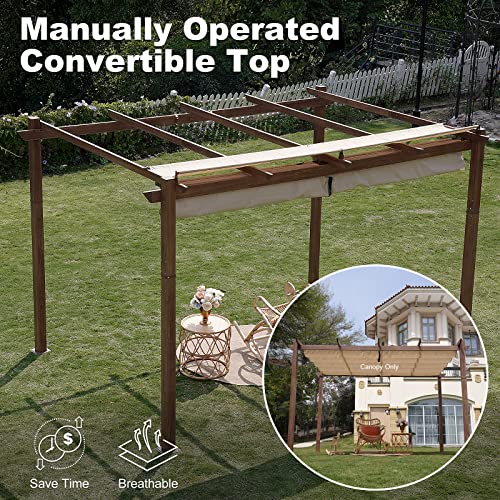 OLILAWN Pergola Shade Cover, Retractable Pergola Canopy for 10' X 13' Pergola,Sun-Protection and Durable Pergola Replacement Canopy