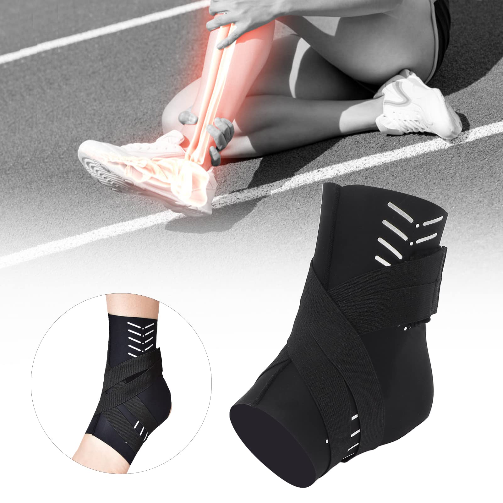 Agatige Ankle Support Brace, Breathable Foot Compression Sleeve Relieve Discomfort Ankle Wrap for Injury Recovery (Black)(M)