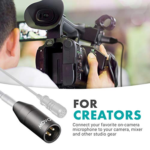 Movo F-XLR 3.5mm to XLR Microphone Adapter - 3.5mm Female TRS to XLR Male Connector for Camcorders, Recorders, Mixers