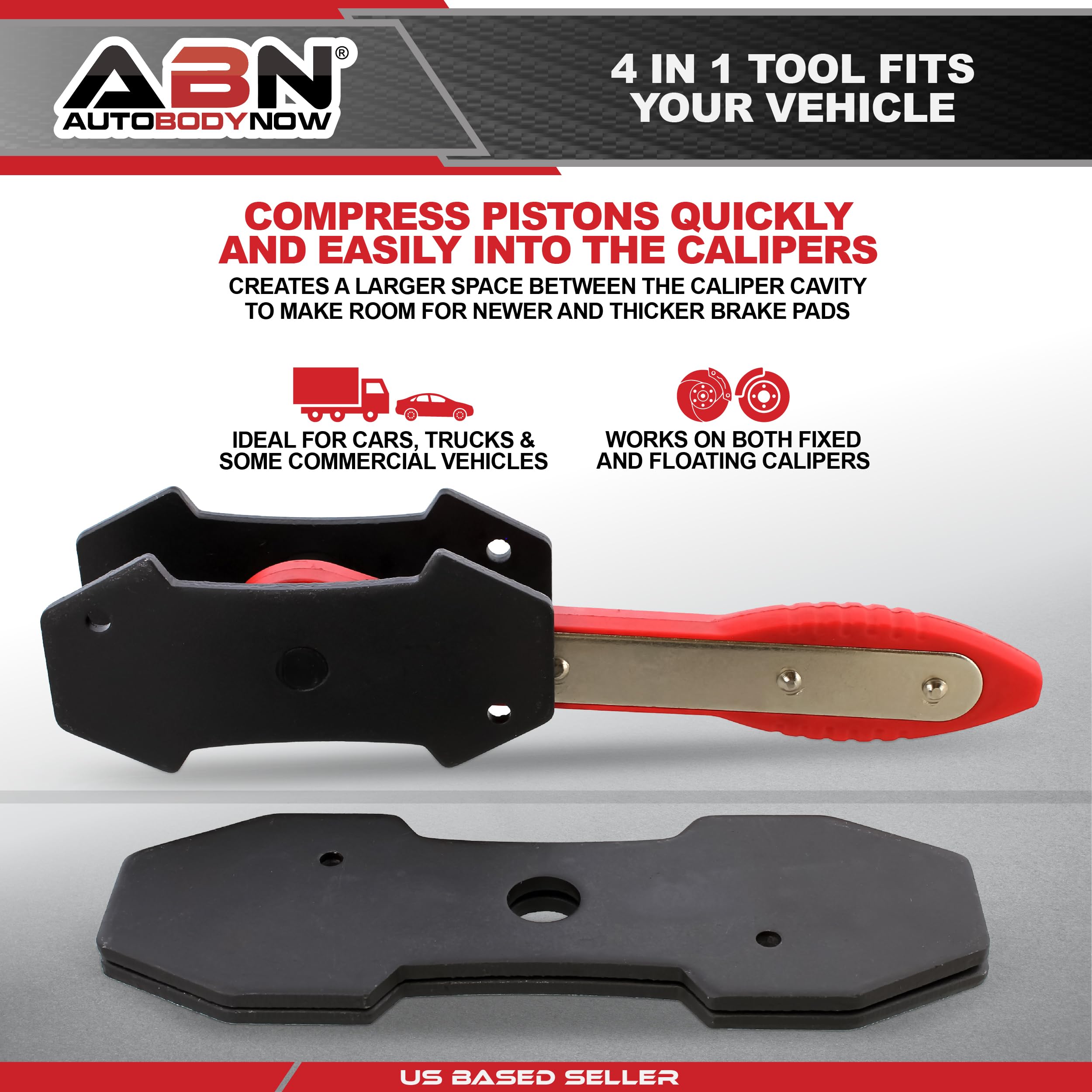 ABN Ratcheting Caliper Piston Tool β 4 in 1 Disc Brake Caliper Compression Tool Universal Brake Caliper Spreader Tool