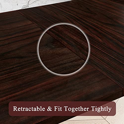 Feonase 3-Piece 63" XL Large Dining Table Set for 4-8 People, Extendable Kitchen Table Set with 2 Benches, Dining Room Table with Metal Frame and Solid MDF Wood Board, Easy Assembly, Espresso