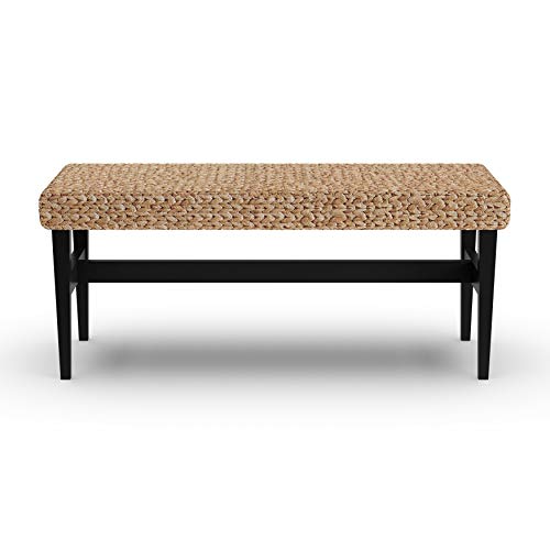 Unknown1 Black/Natural Water Hyacinth Bench Black Tan Solid Rustic Transitional Foam MDF Finish Wood