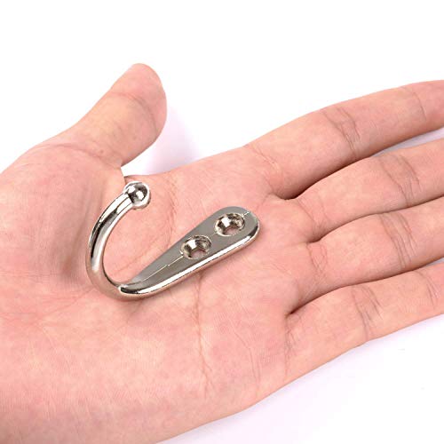 Onwon 20 Pieces Wall Mounted Hooks with 50 Pieces Screws, Vintage Style Robe Hooks Single Coat Hanger Coat Hooks (Silver)