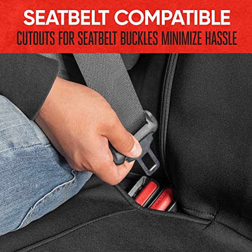 Motor Trend SpillGuard Waterproof Seat Cover, Gray Stitching β Split Bench Rear Seat Protector with Neoprene Padding, for Kids & Dogs, Car Interior Covers