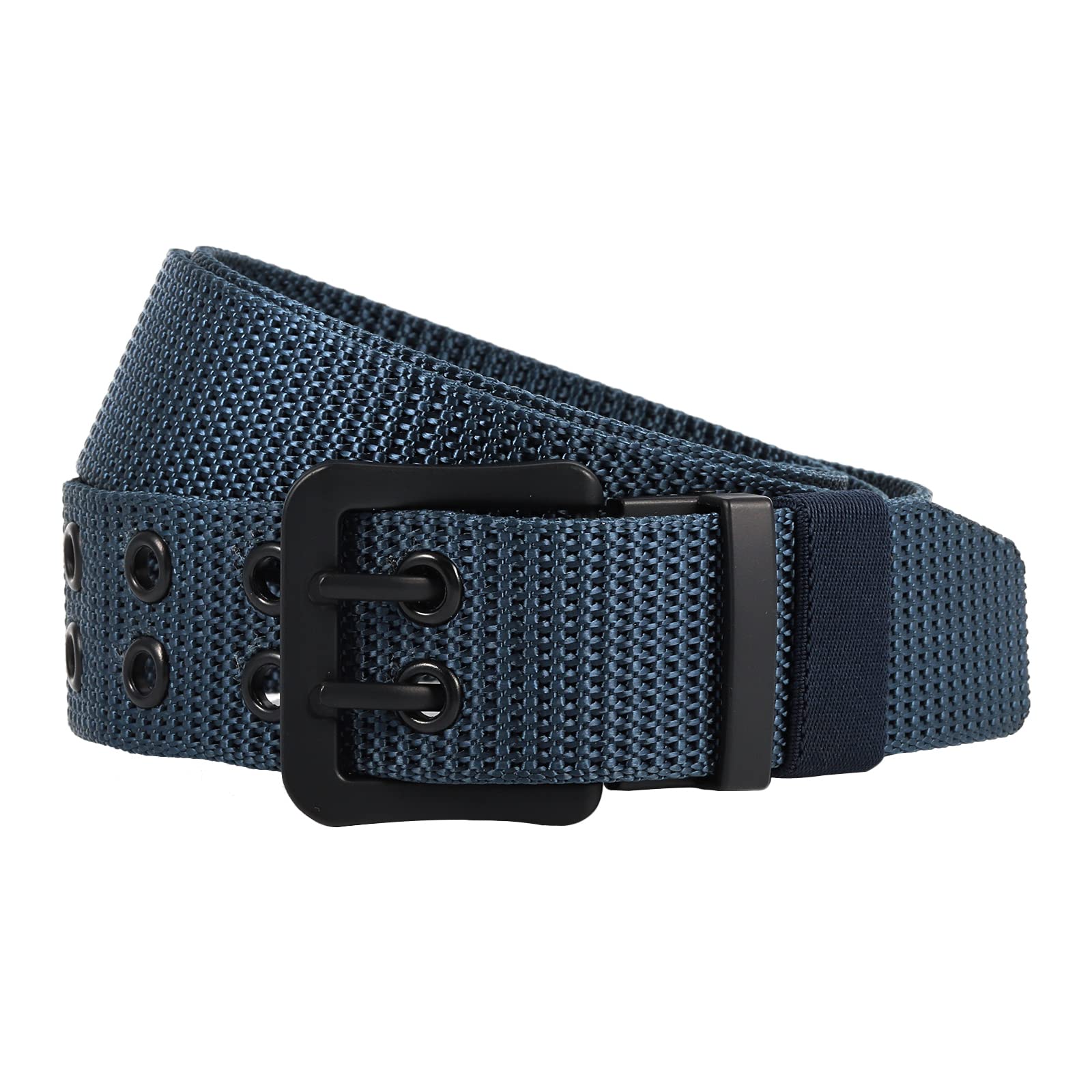 algsqeor nylon Web Belts for Men, Casual Double Hole Grommet Belt Solid Color waistband belt (black)