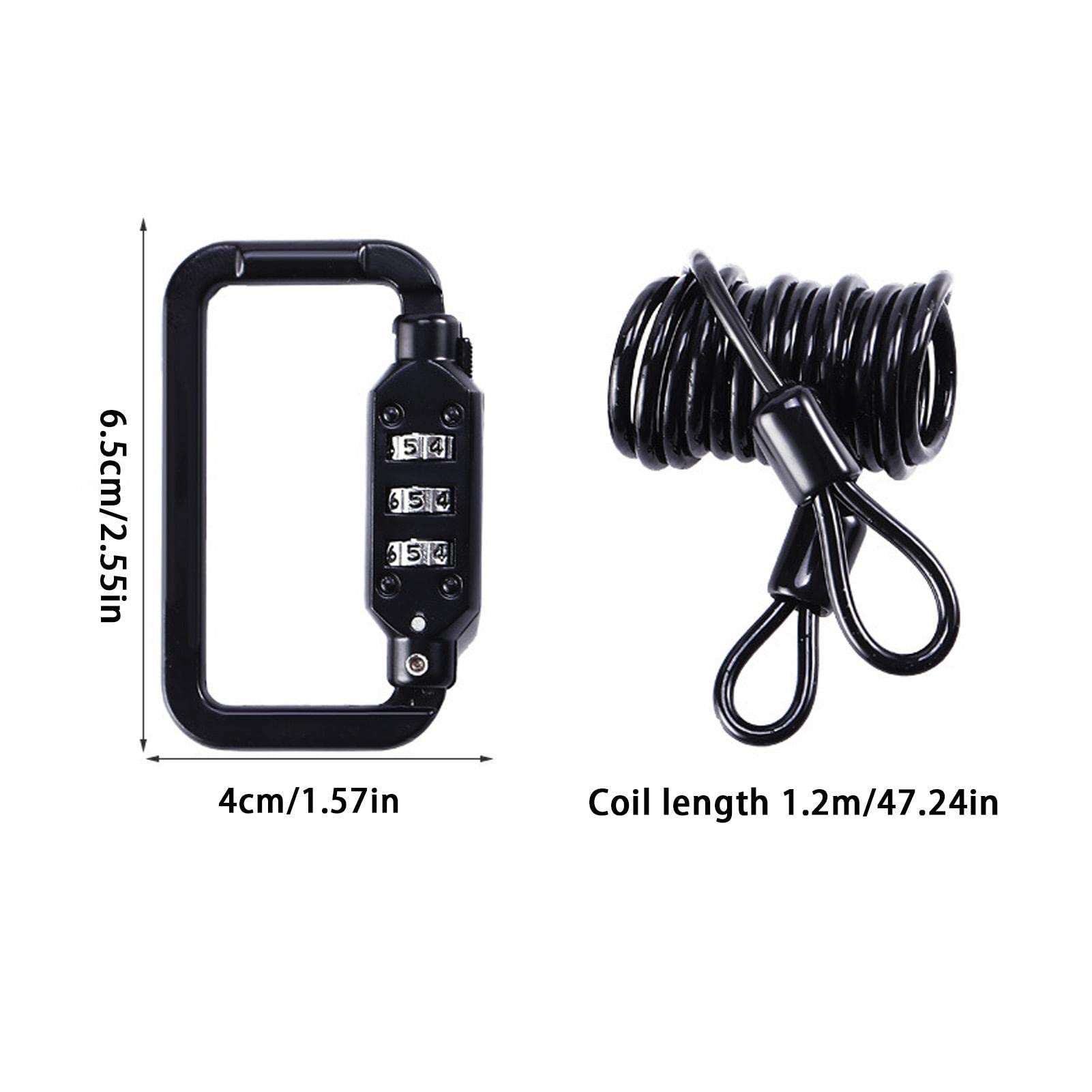 ANBID Helmets Lock - 1.2m/47.24in Coil Mini Universal Cable Lock for Helmets | Bike Accessories for Locking Helmets, Bicycle, Bag (Color : 4 Pcs Black)