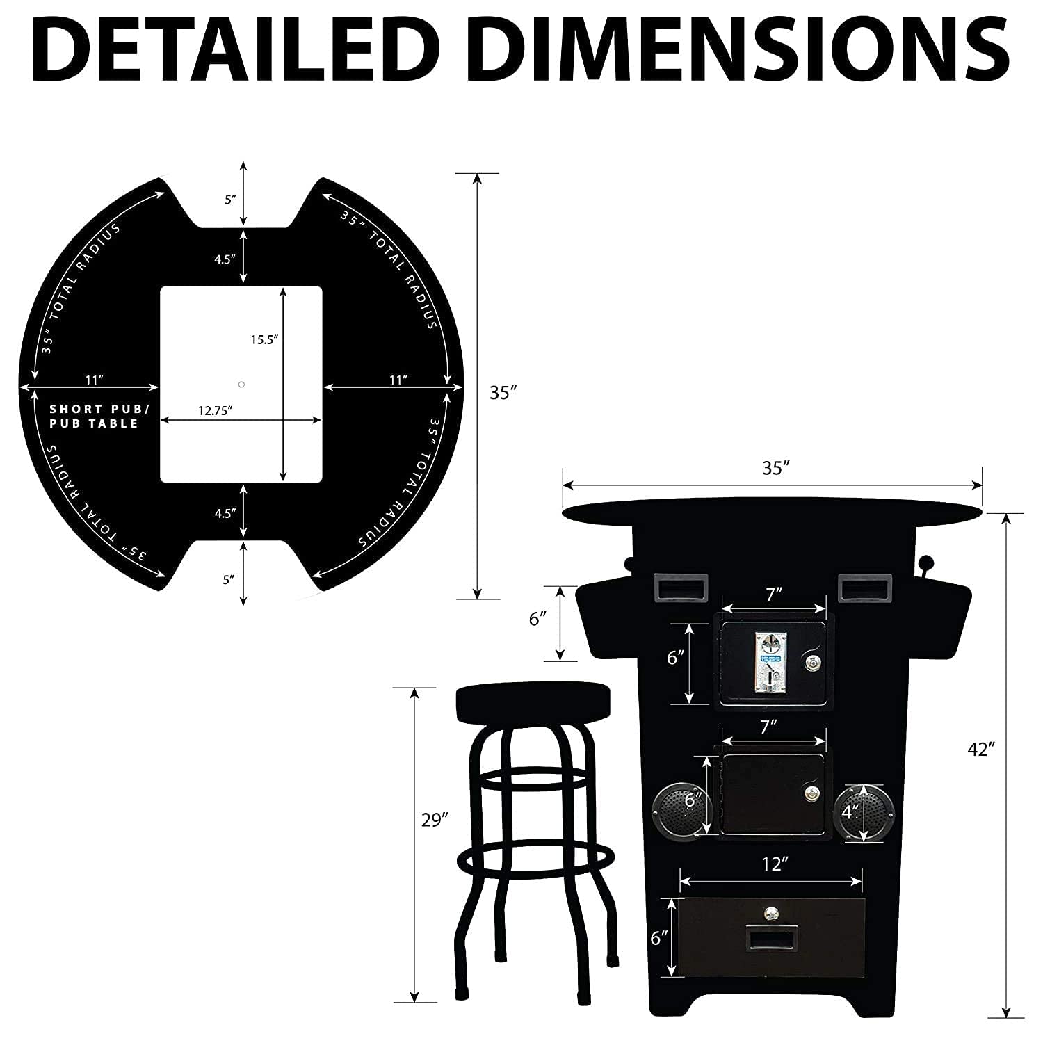 Creative Arcades Full-Size Commercial Grade Machine -Pub Style Arcade Table for 2 Player Cabinet for Home, 60 Games, Multiplayer Control Panel and Screen Size 22 inch.