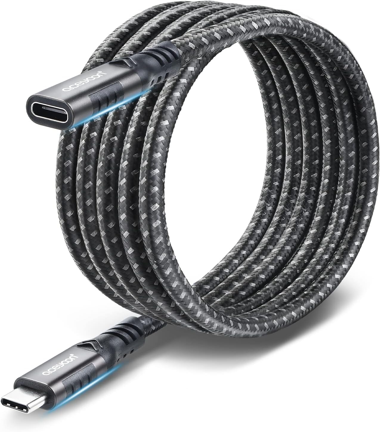 aceyoon USB C 100W Extension Cable 1.6ft, USB 3.1 Type C PD 10Gbps Male to Female Extender Support QC 3.0 Fast Charge and 4K@60Hz Video Sync Compatible for Dell, Galaxy S21, Pad/Pad Pro/Pad Mini/Mac
