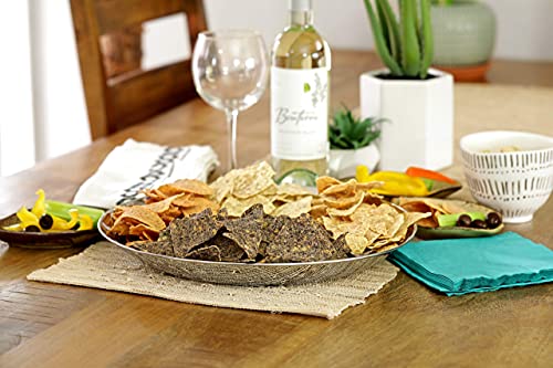 Chip and Dip Serving Bowl, Elegant Serving Dish - Great for Chips, Dips, Appetizer, Fruit Bowl, Salad and Snack β Stainless Steel Chips and Dip Plate