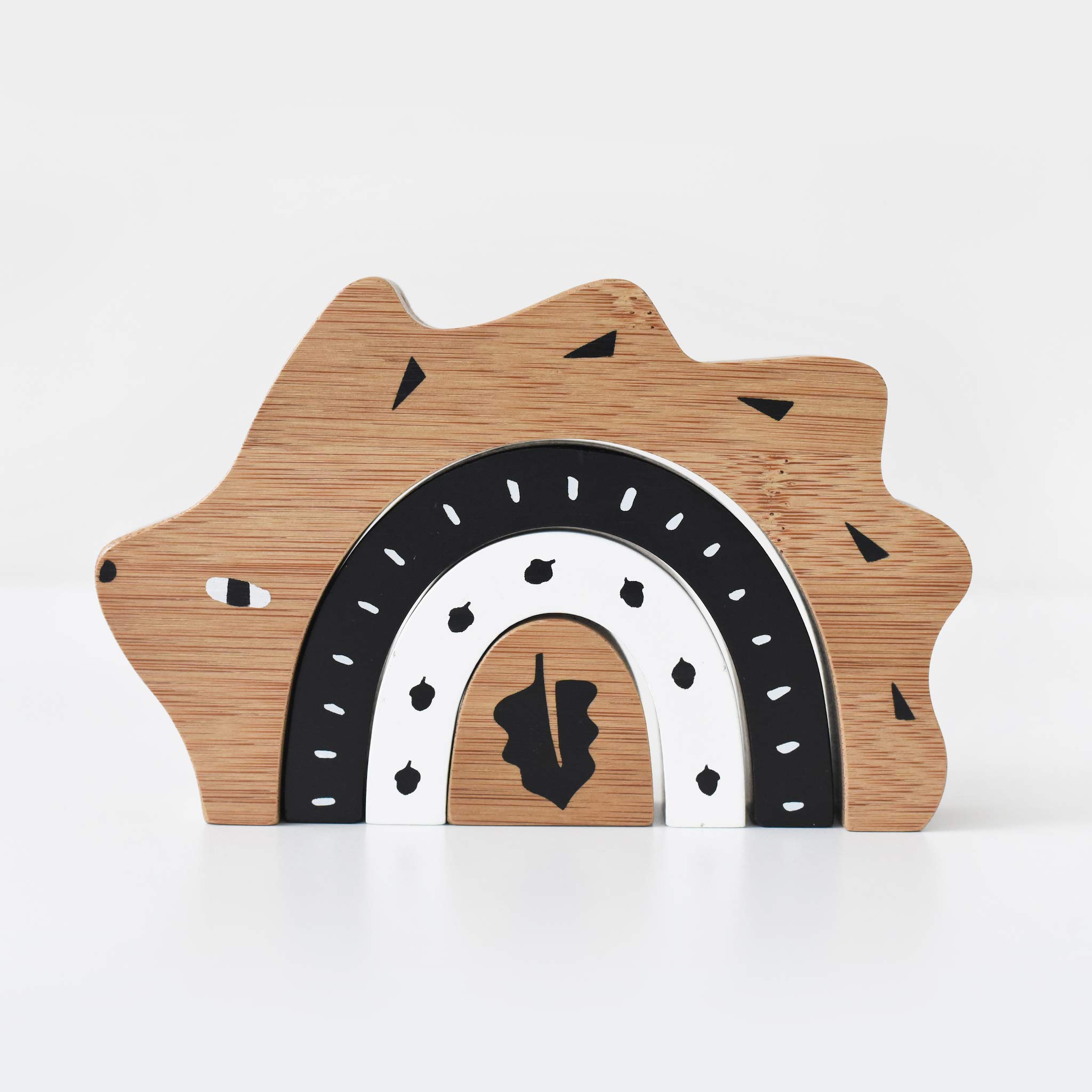 Wee Gallery Bamboo Nesting Hedgehog, Building and Stacking Blocks, Arc Stacker and Balance Toy for Child Motor Skills, Problem Solving, Play, and Nursery Decor (for Kids Age 18 Months and up)