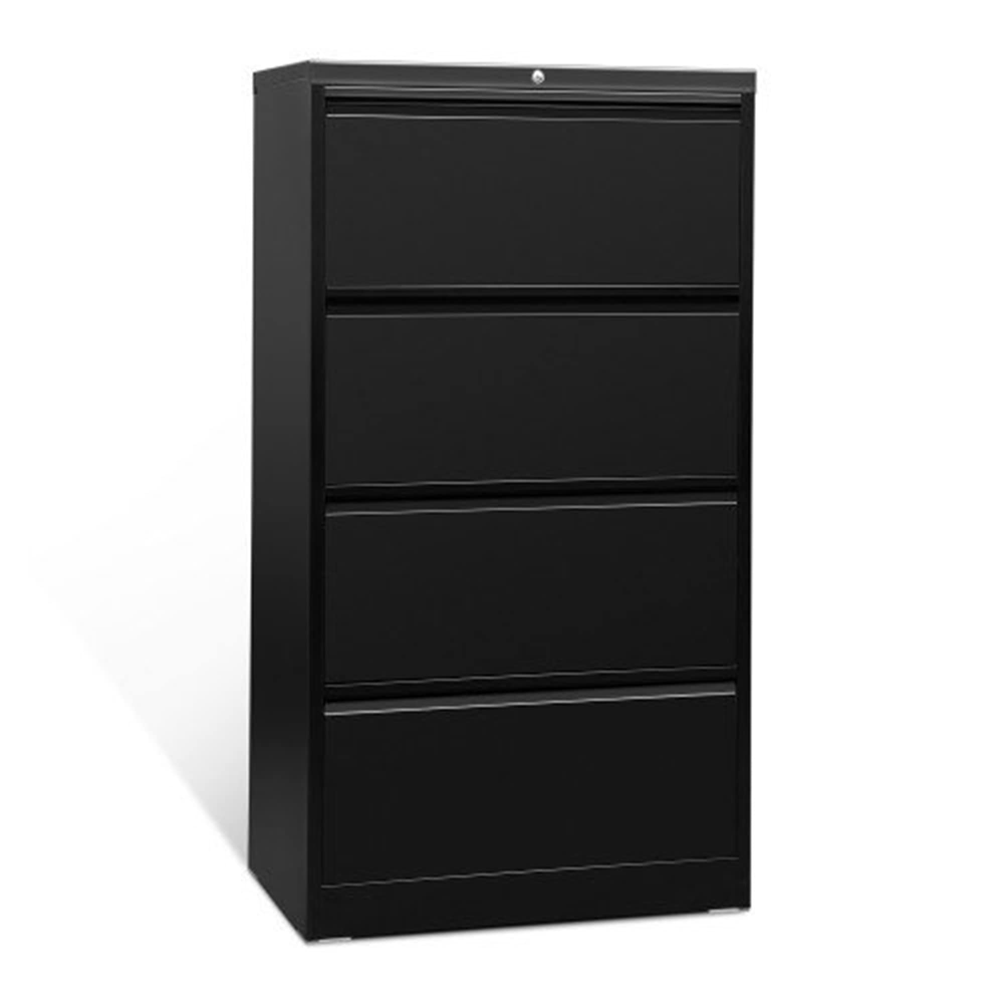 Aobabo 4 Drawer Lateral Steel File Organizing Cabinet with Locking System and Adjustable Hanging Bars for Letter/Legal Size Paper, Black