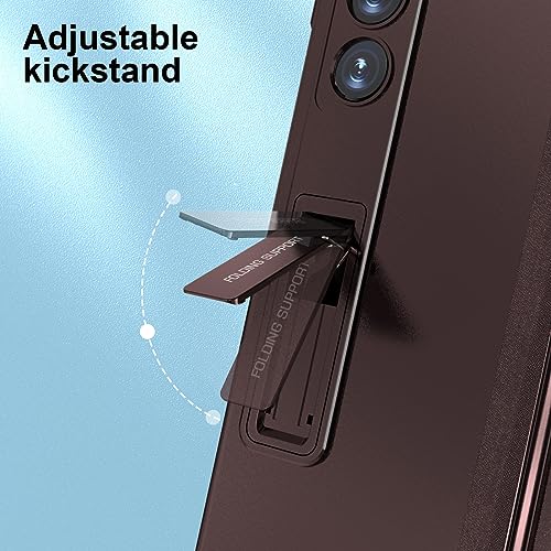 GOHHME for Samsung Galaxy Z Fold 5 Case with Magnetic Hinge Protection S Pen Holder Built-in Screen Protector Adjustable Stand, Camera Protection & Luxury Shockproof Thin Hard PC Cover (Burgundy)