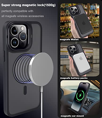 chitri Camera Kickstand Magnetic Case,Compatible with iPhone 14 Pro Max Case with Ring Stand,[Compatible with MagSafe] [Military Grade Drop Tested] Translucent Matte Case