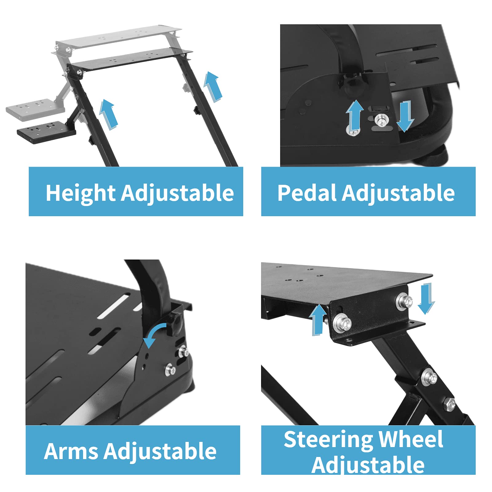 Anman G25 Racing Simulator Cockpit Stand Fit for Logitech PRO G27 G29 G920,Fanatec,Thrustmaster T500RS T300RS Adjustable Foldable Height Gaming Steering Wheel Shifter Mount NO Steering wheel and pedal