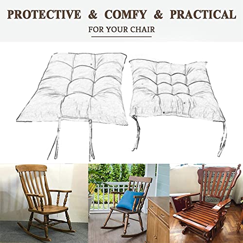 HERMJ Outdoor Cushions Solid Color Double-Sided Seat Pads 2 Piece Set Upper &Lower with Ties for Indoor Home 21"x17"/17"x17" Without Chair