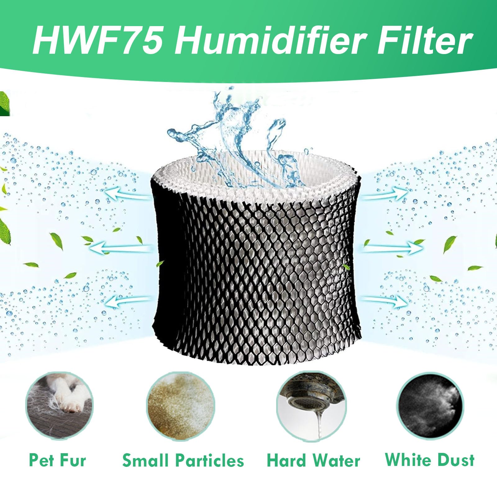 getalong HWF75 Humidifier Filter D Compatible for Holmes HM3500,HM3501,HM3600,HM3608,HM3640,HM3641,HM3650, HM3655,HM3655BF,HM3656 Replace HWF75 HWF75CS HWF75PDQ-U - Filter D