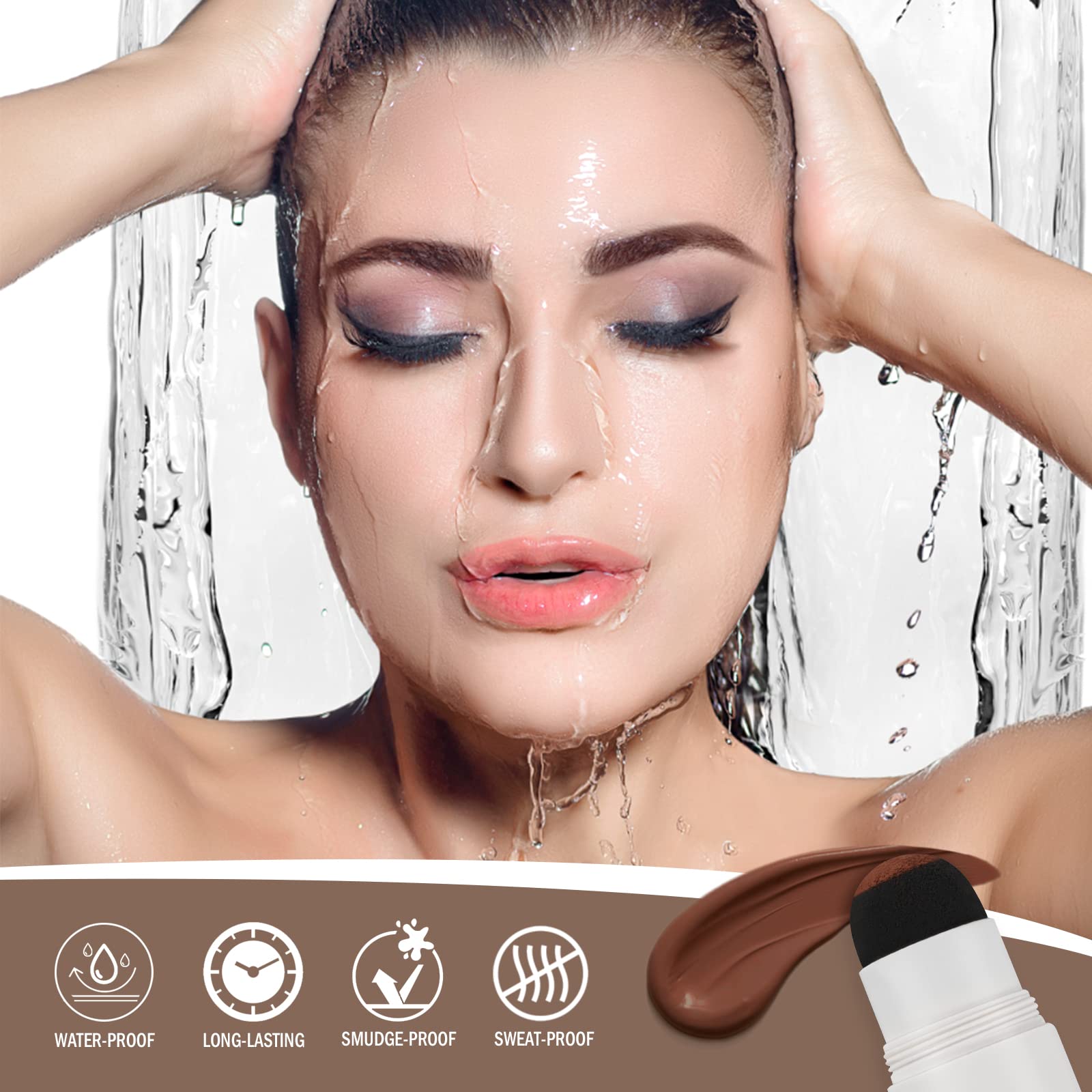 AISunGoo Eyebrow Stamp Stencil Kit,Brow Stamp,Eyebrow Color Stamp with 10 Reusable Thin & Thick Brow Stencils and 2 Brush, Perfect Natural Brow, Waterproof and Long-Lasting(Black)