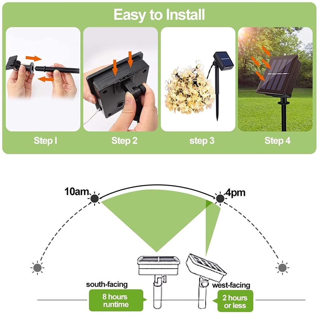 Flystoo Solar String Light Waterproof Christmas Party Fairy Lights Outdoor Solar Lamp for Home Garden Patio Yard (Emitting Color : Solar Light WW)