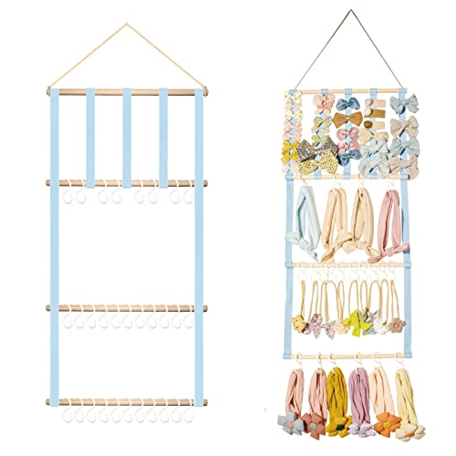 Headband Holder Hair Bows Holder for Baby Girls, Hanging Baby Headbands Organizer Storage Newborn Hair Accessories Storage Hanging Decor for Wall, Door or Closet in Girls Room
